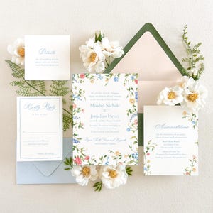 Wildflower Wedding Invitation, Floral Wedding Invitation, Spring ...