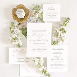 Elegant Neutral Wedding Invitation, Simple Wedding Invite, Classic Silk ...