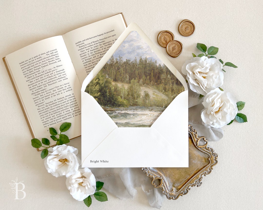 Fine Art Landscape Painting Envelope Liner Woodland Wedding Envelope ...