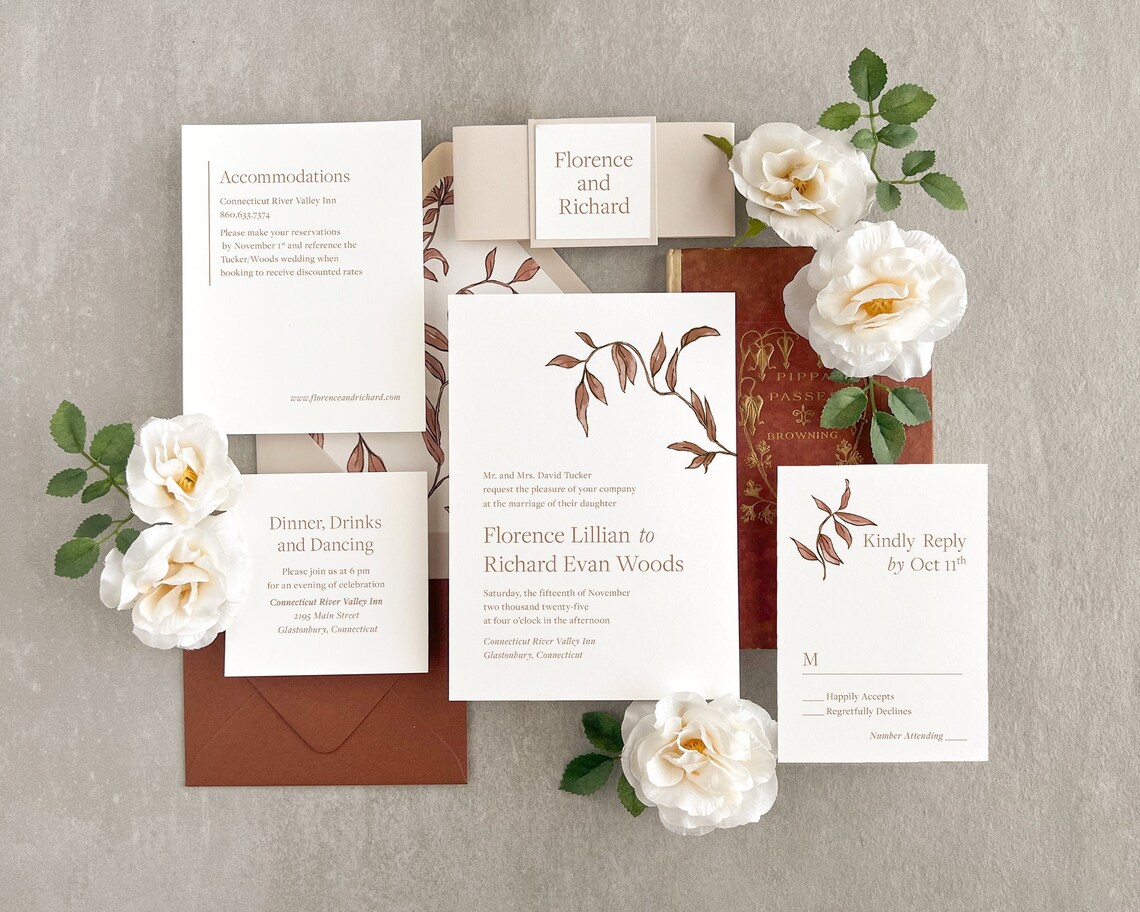 Elegant Autumn Wedding Invitation Simple Fall Wedding - Etsy