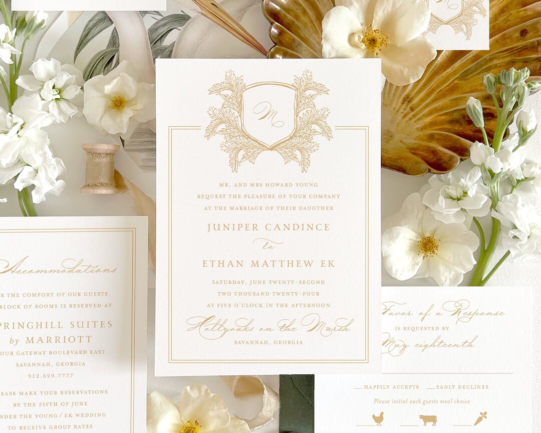 Elegant Southern Wedding Invitation, Wedding Invitation With Crest and ...