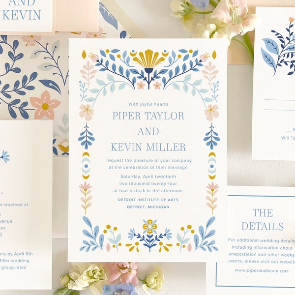 Folk Wedding Invite - Etsy