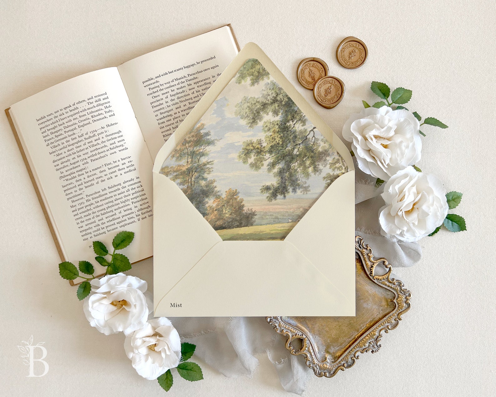 Fine Art Landscape Painting Envelope Liner | Country Wedding Envelope ...