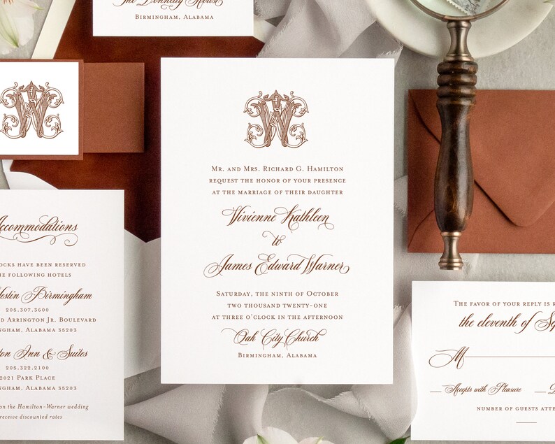 Custom monogram wedding invitation Monogrammed wedding | Etsy