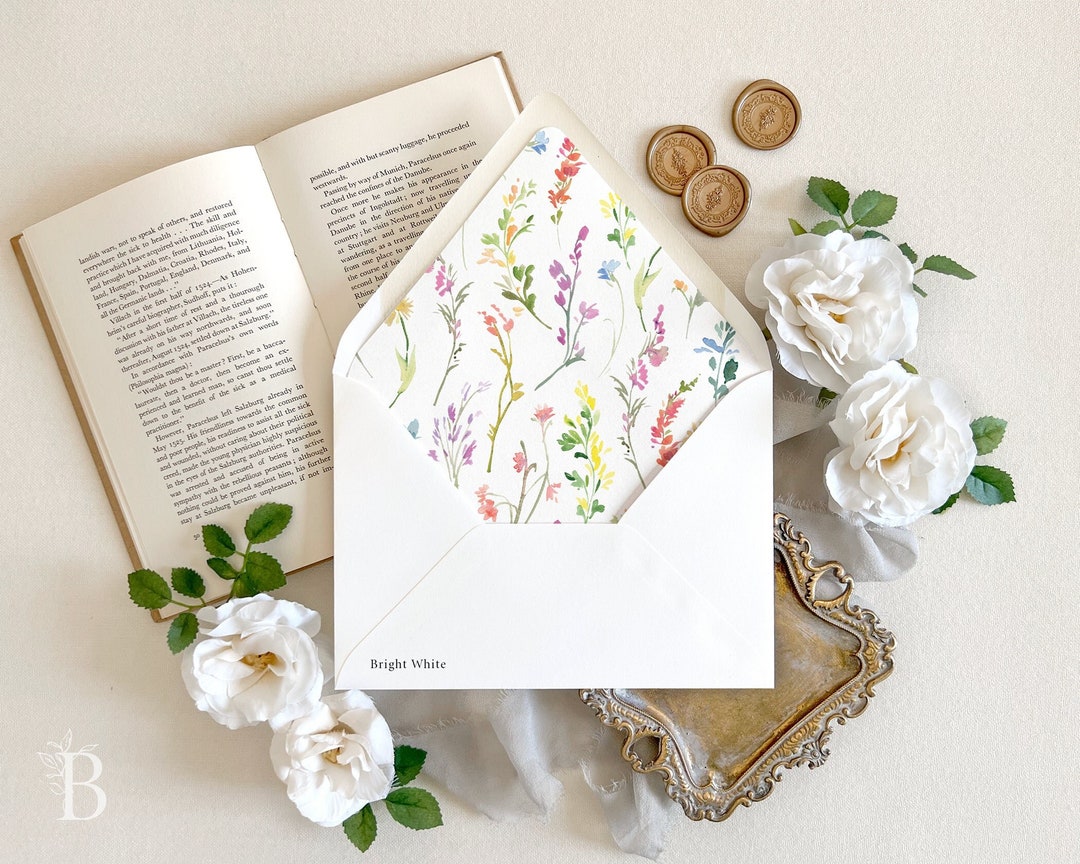 Wildflower Lined Wedding Envelopes | Spring Flower Envelope Liners ...