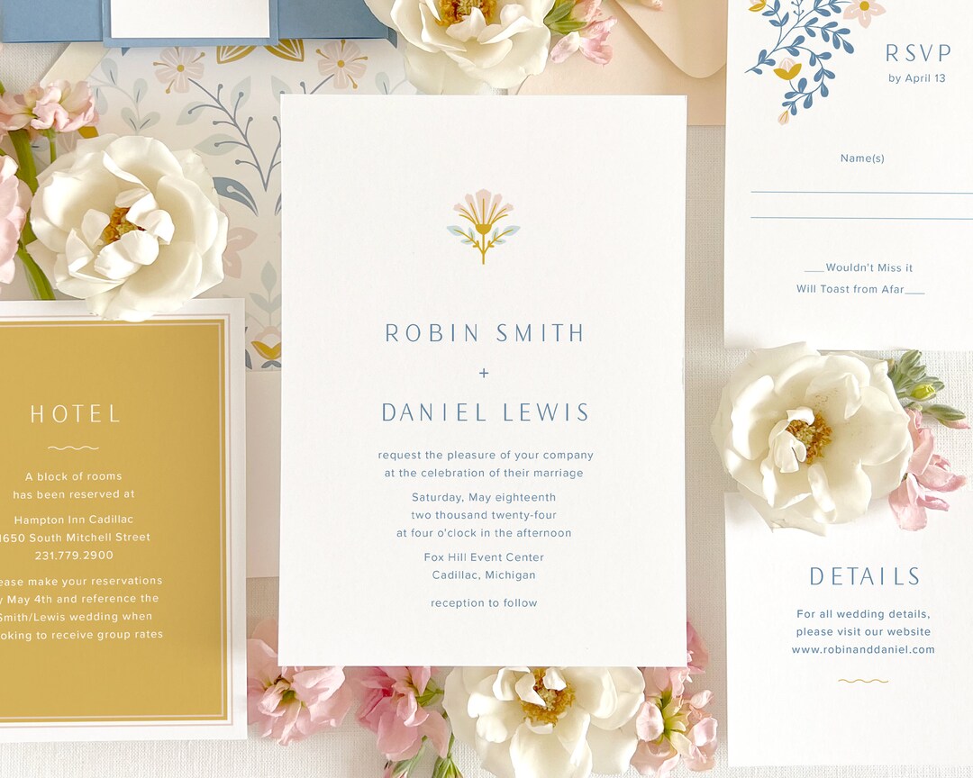 Fun and Unique Wedding Invitation, Folk Art Style Wedding Invitation ...