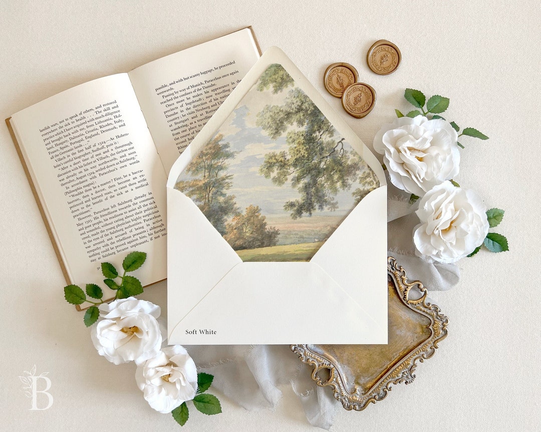 Fine Art Landscape Painting Envelope Liner | Country Wedding Envelope ...