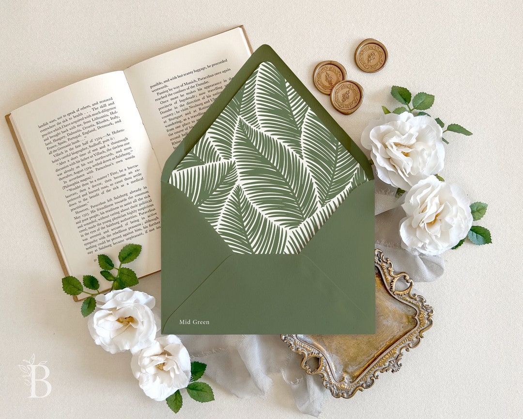 Tropical Greenery Envelope Liner Lined Envelopes for Wedding ...