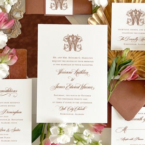 Custom Monogram Wedding Invitation, Monogrammed Wedding Invitation ...