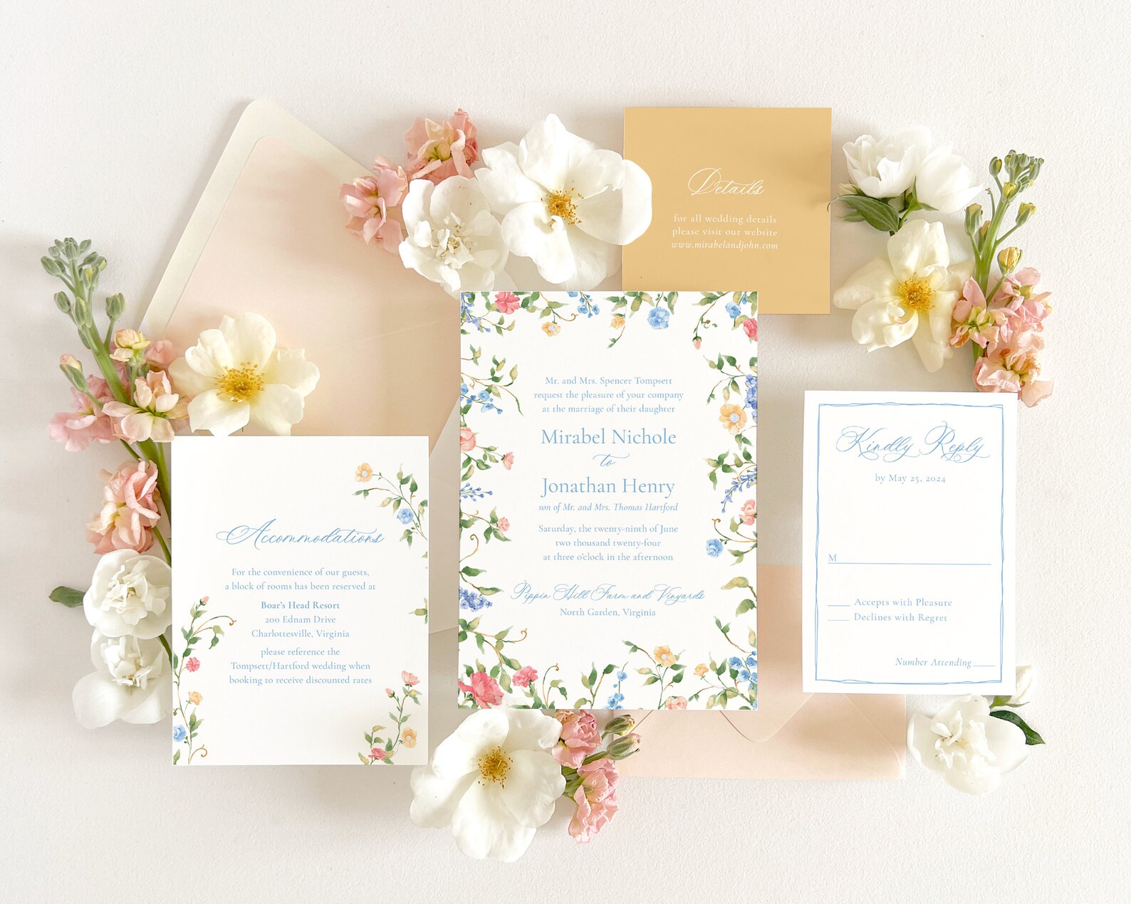 Wildflower Wedding Invitation, Floral Wedding Invitation, Spring ...