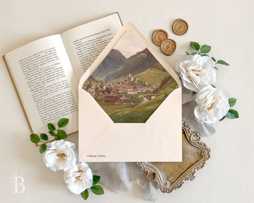 Fine Art Landscape Painting Envelope Liner Valley Painting Wedding ...