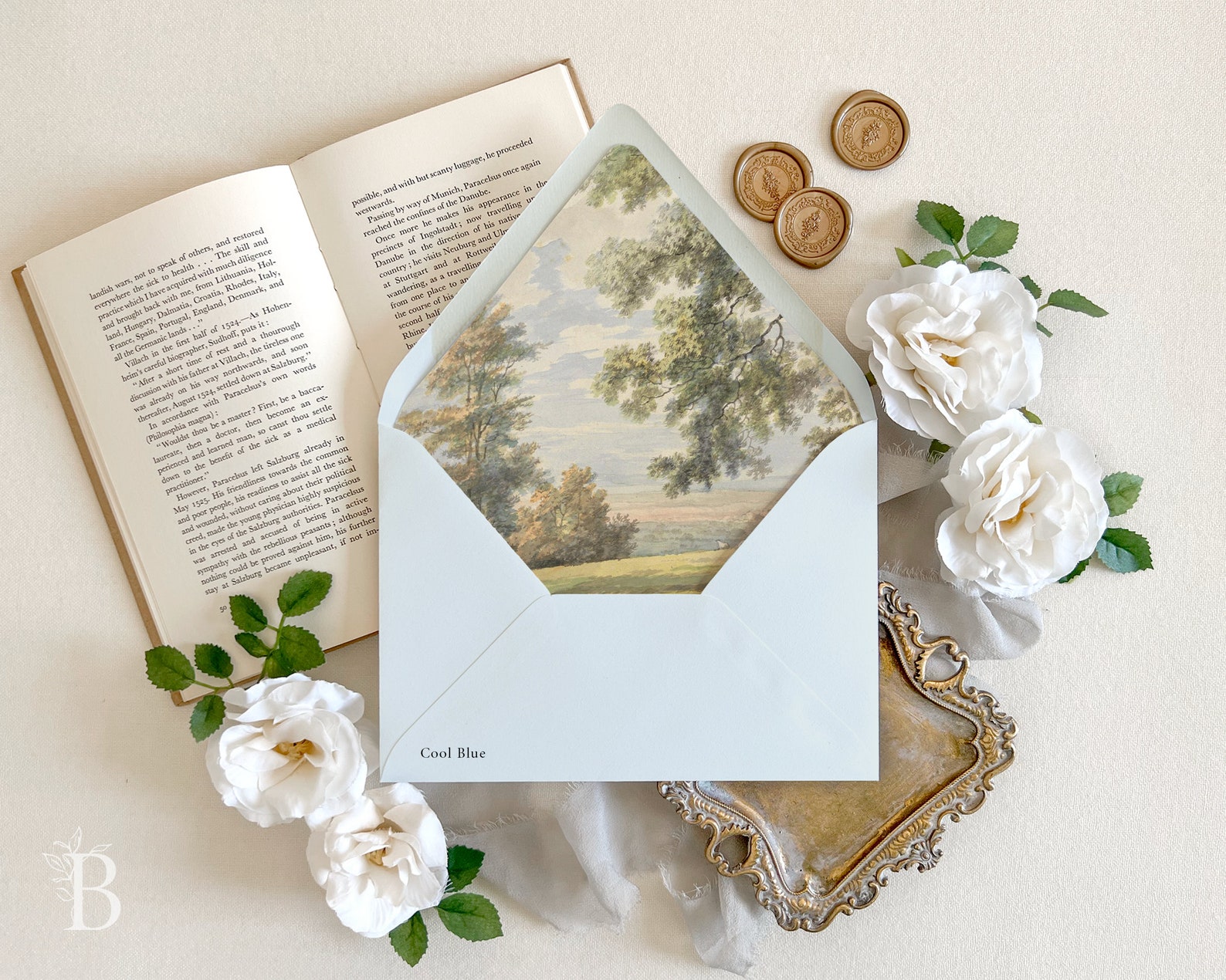 Fine Art Landscape Painting Envelope Liner | Country Wedding Envelope ...