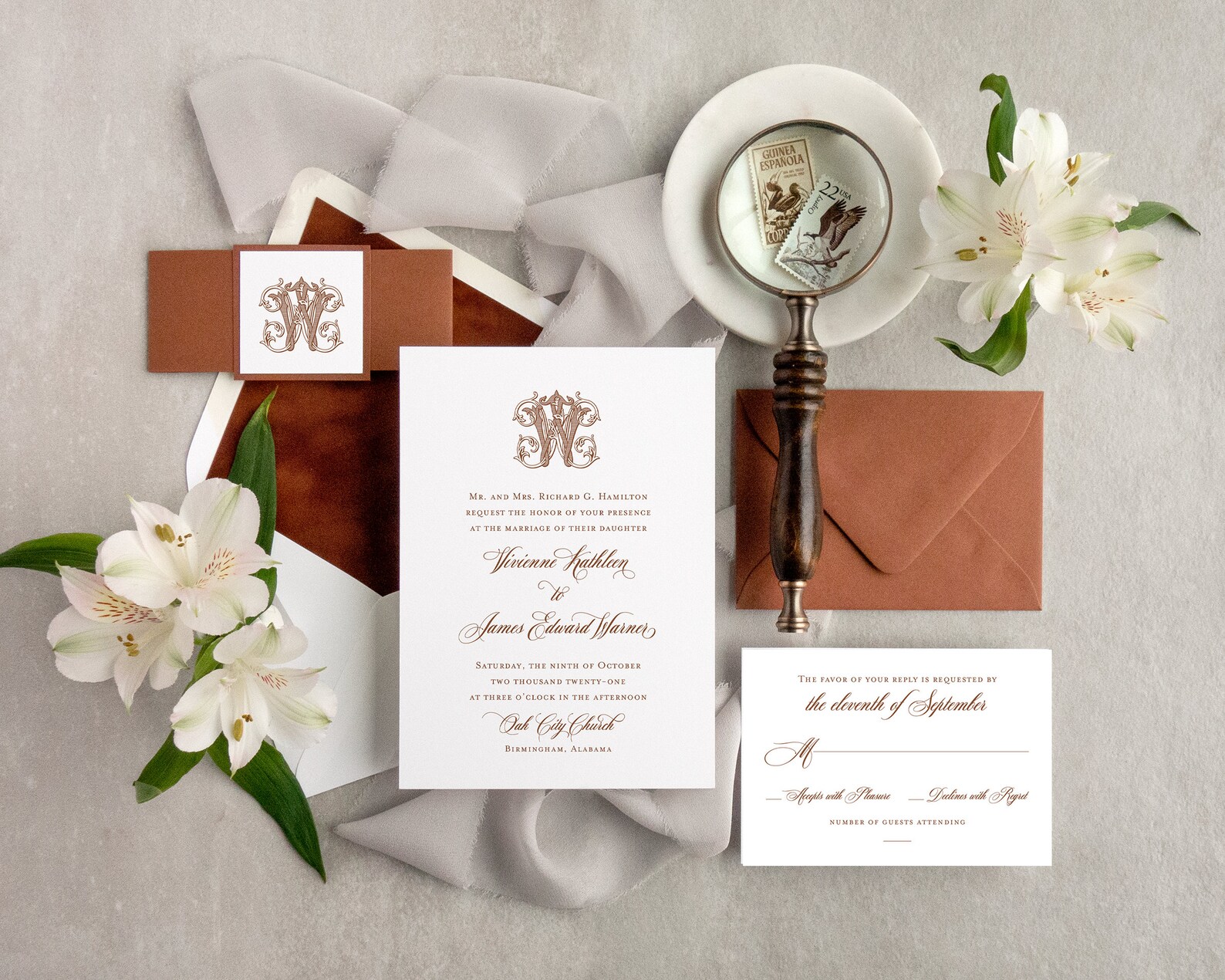 Custom monogram wedding invitation Monogrammed wedding | Etsy