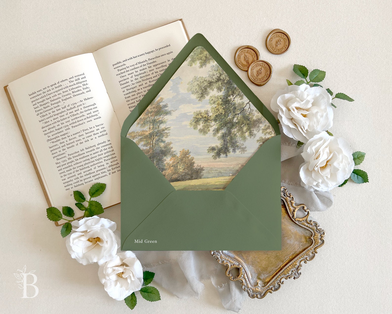 Fine Art Landscape Painting Envelope Liner | Country Wedding Envelope ...