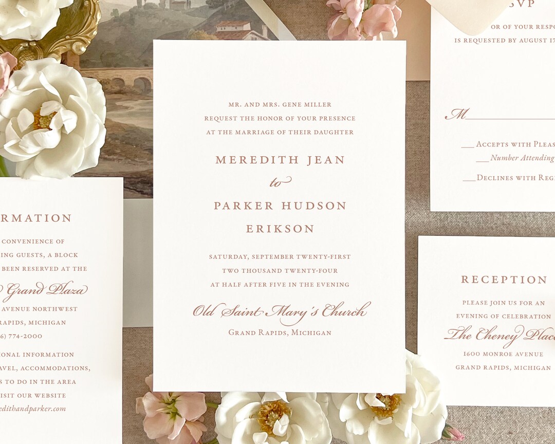 Elegant Wedding Invitation, Fine Art Wedding Invitation, Neutral ...