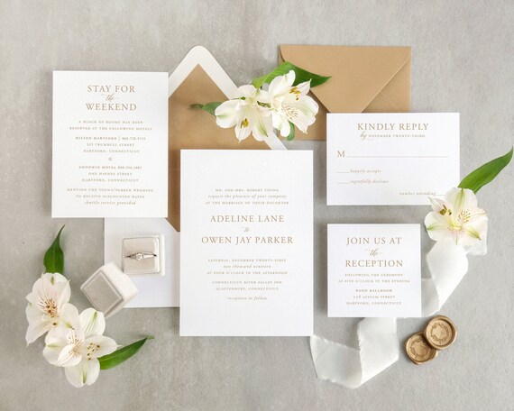 Timeless Simple Wedding Invitation Custom Wedding Invitation | Etsy