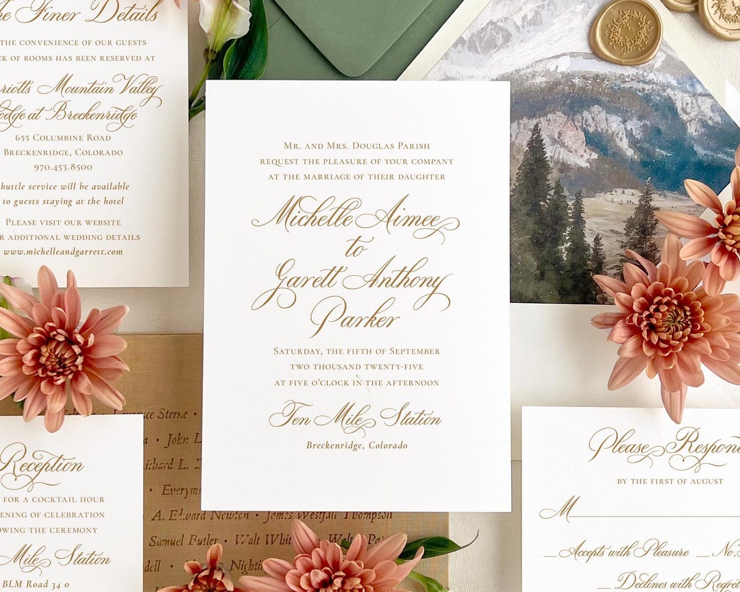 Elegant Mountain Wedding Invitation Suite, Rustic Outdoor Wedding ...