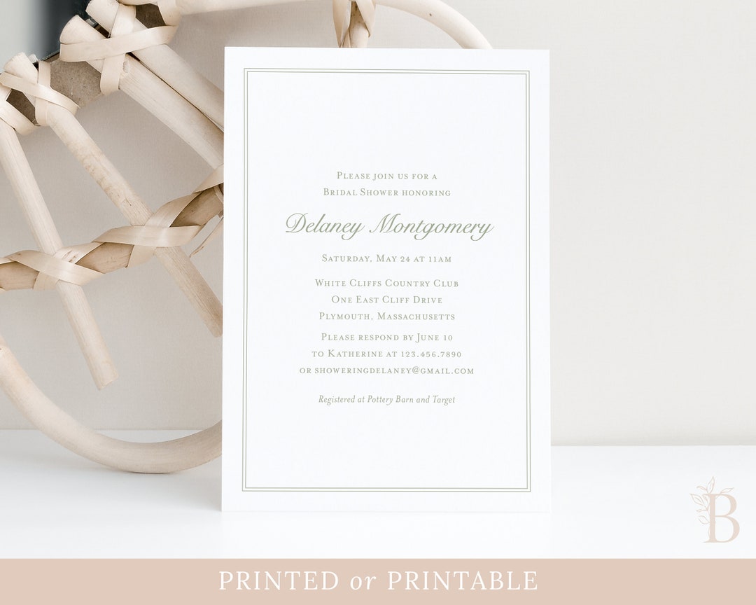 Simple Elegant Bridal Shower Invitation, Minimalist Wedding Shower ...