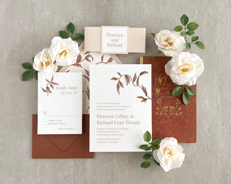Elegant Autumn Wedding Invitation Simple Fall Wedding - Etsy