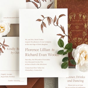 Elegant Autumn Wedding Invitation, Simple Fall Wedding Invitation ...