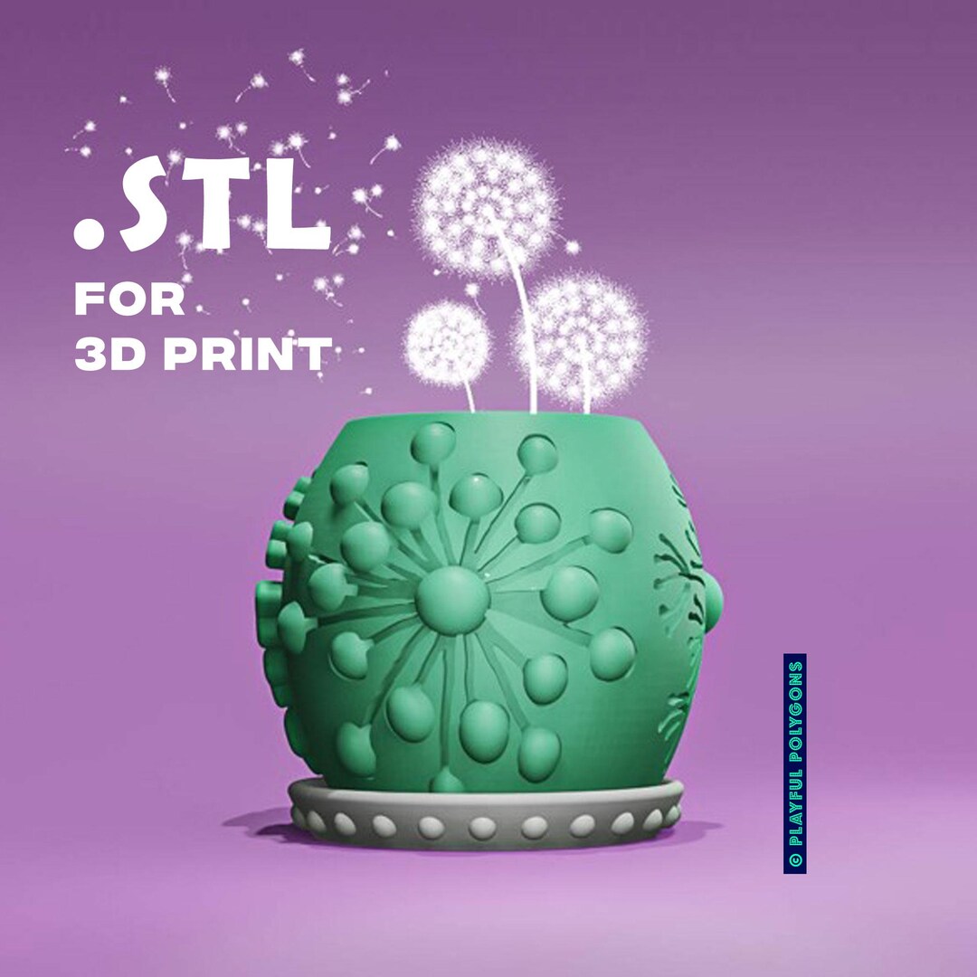 Cute Dandelion Planter STL File for 3D Printer | Interior Planter 3D ...