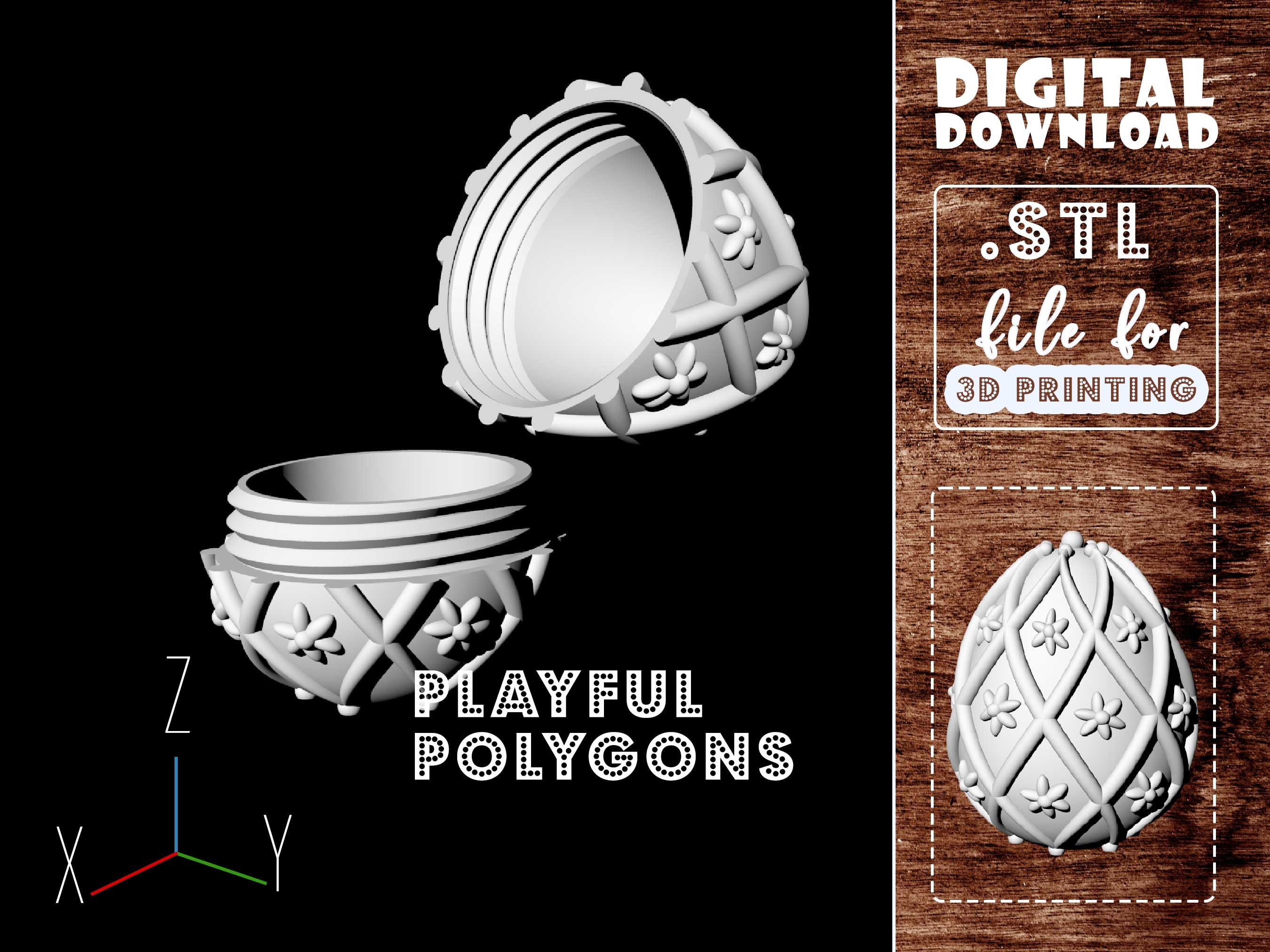 Easter Egg With Threads STL Files | Diamonds Egg Model for 3D Printing ...