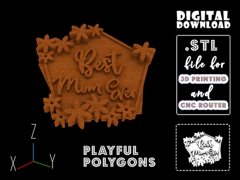 Best Mom Ever 3D STL Model for CNC Router | Artcam / Aspire Cnc Files ...