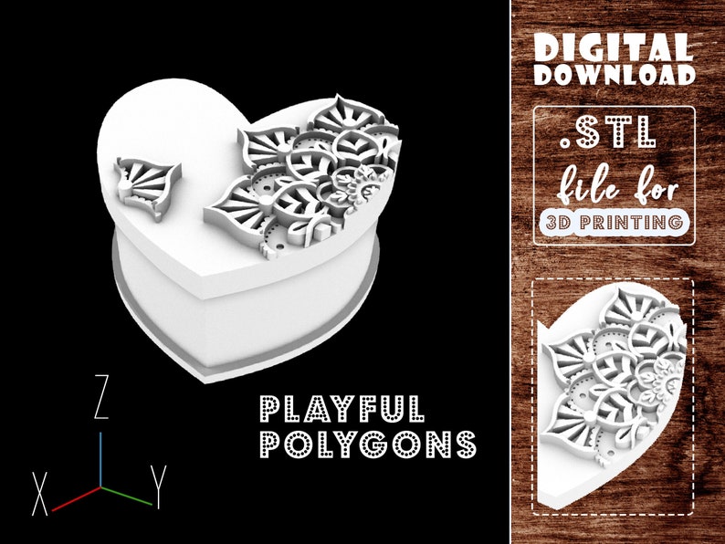 Heart-shaped Jewelry Box STL 3D Print File STL Model Keepsake Box - Etsy
