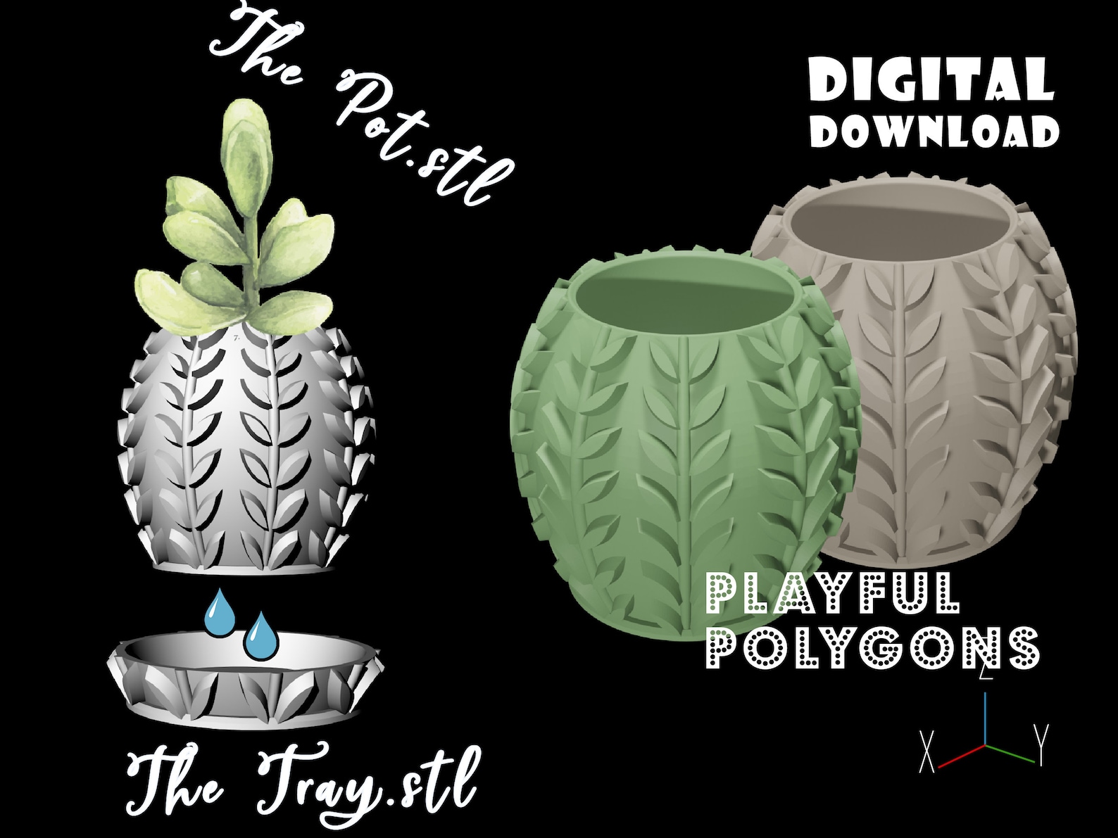 Scandinavian Design Succulents Pot STL File for 3D Printing | 3D Model ...