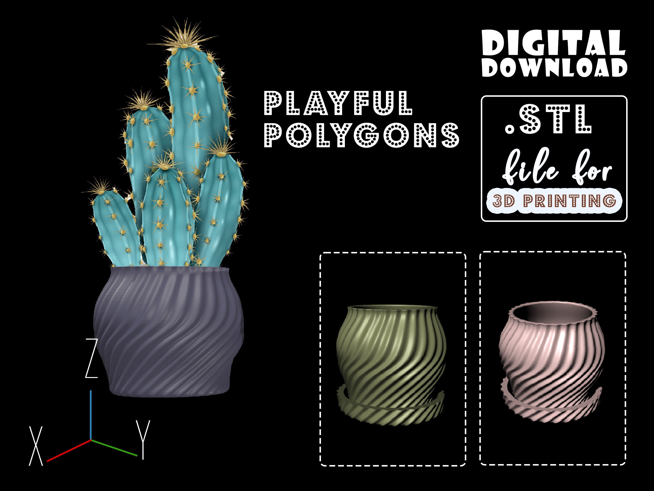 Wavy Modern Planter STL File for 3D Printer | 3D Model of Plant Pot ...
