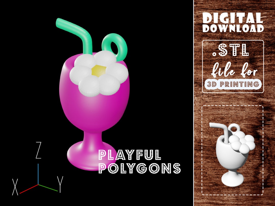 Tequila Sunrise Cocktail Glass STL Print File | Keychain Model for 3D ...