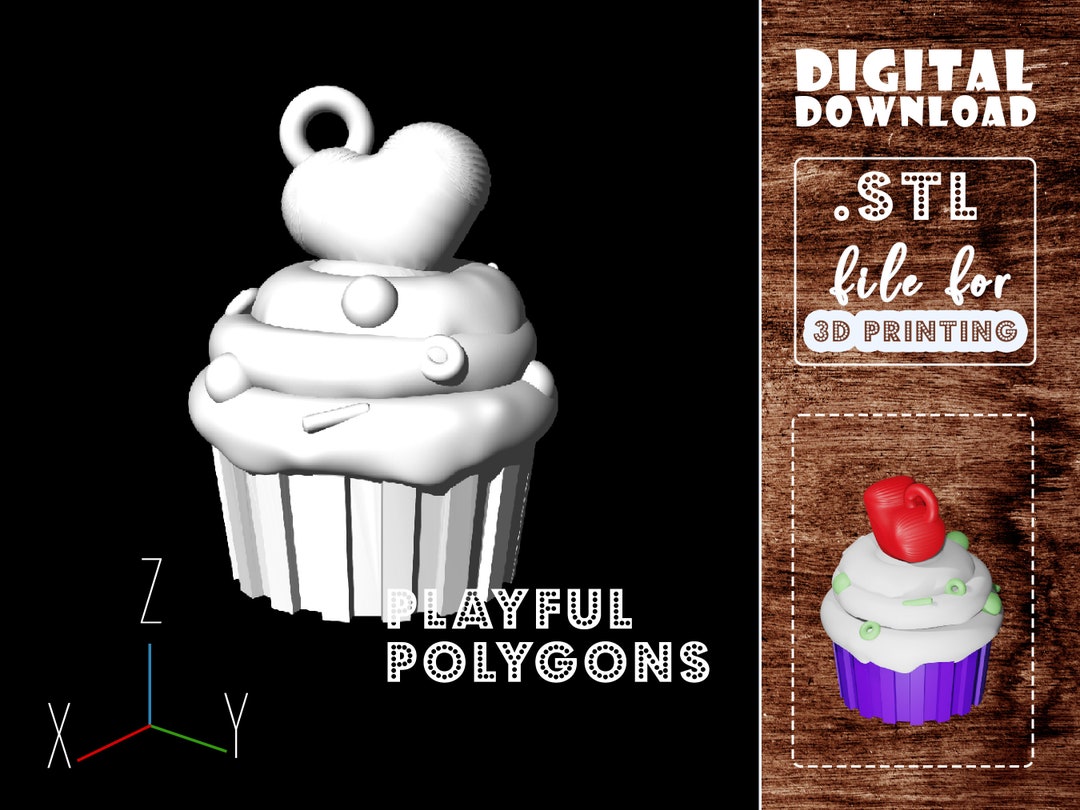 Cupcake Keychain 3D Print STL File | 3D Model Ready for 3D Printing ...