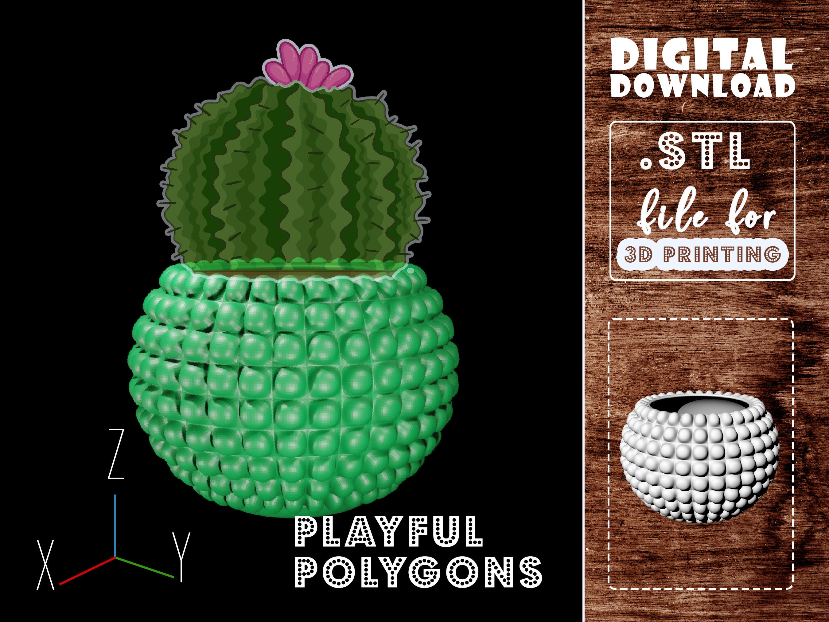 Succulent Plant Pot STL 3D Print File | Planter Model Ready for 3D ...