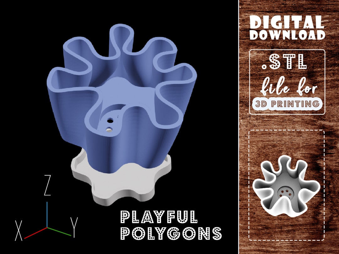 Splash Planter STL File for 3D Printing | Cactus Pot With Drainage ...