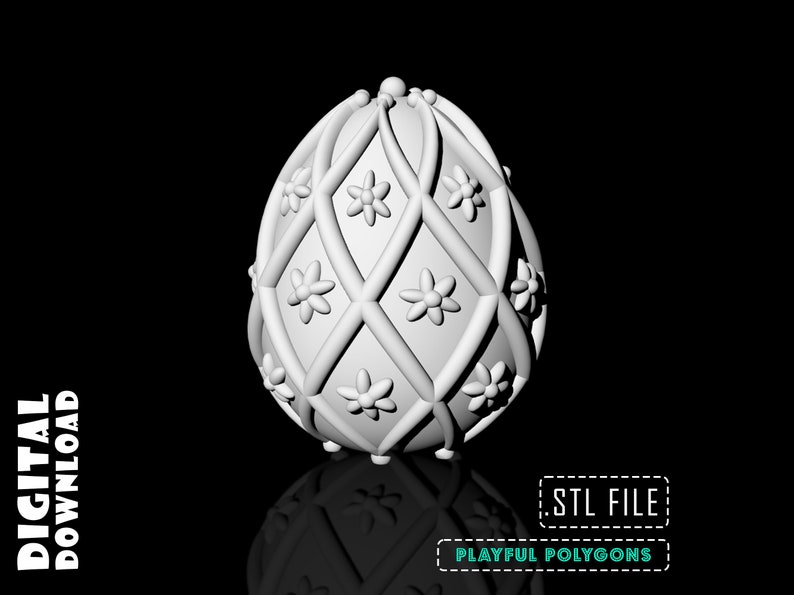 Easter Egg With Threads STL Files | Diamonds Egg Model for 3D Printing ...