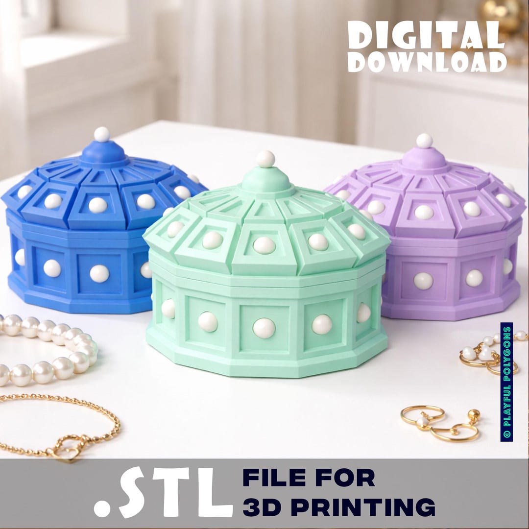 Jewelry Box STL 3D Print File: Art Deco Engagement Ring Box STL ...