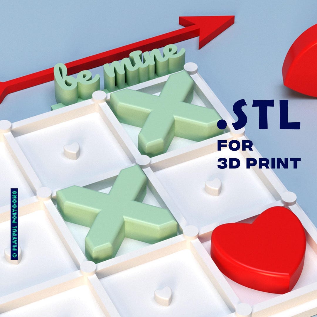 Tic Tac Toe STL File | 3D Print File STL | Valentine's Day Gift 3D ...
