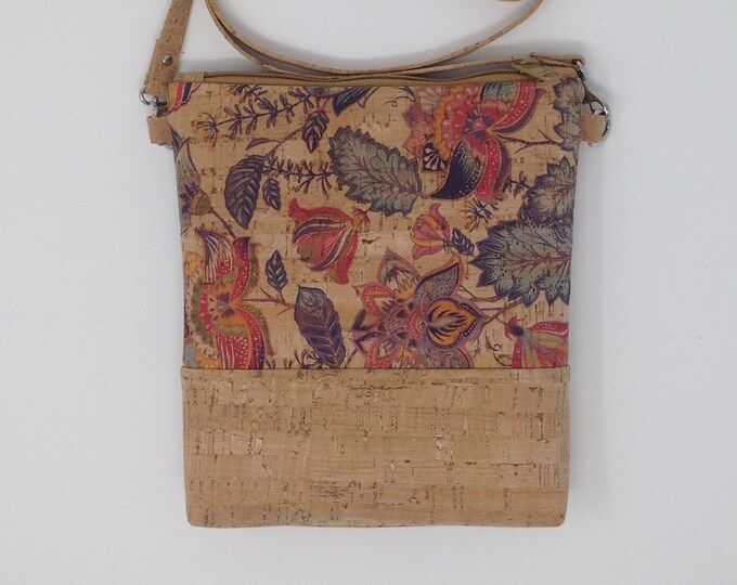 All Cork Exterior Zipper Top Crossbody Bag, Handmade Cork Bag, Cork ...