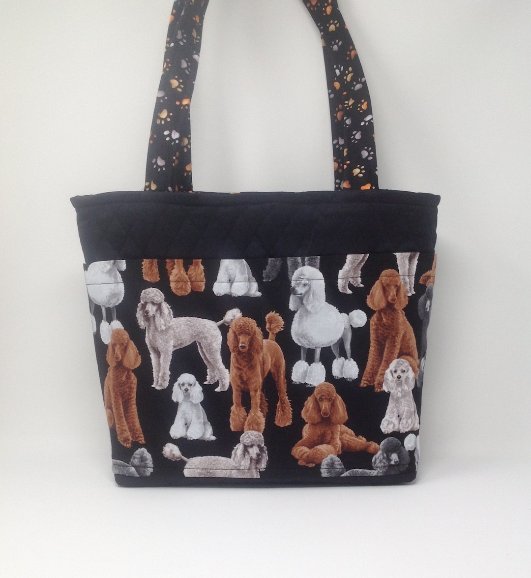 Poodle Dog Quilted Tote Bag, Fabric Handbag, Handmade Fabric Purse ...