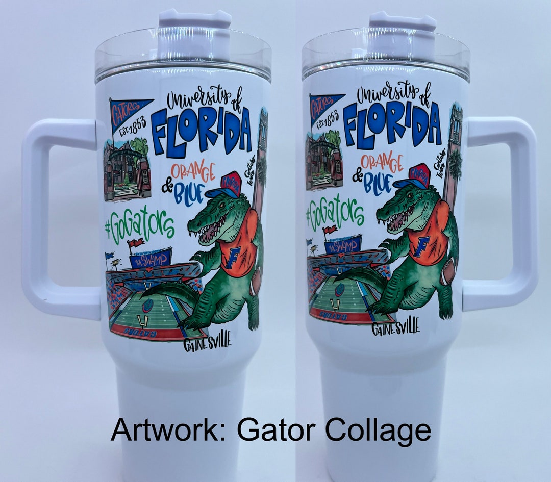 Florida Tumbler With 2 Artwork Options (handle on 40 Oz) Gator Cup ...