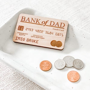 Bank of Dad Wood Card, Funny Fathers Day Card, Fathers Day Gift From ...