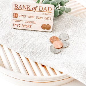 Bank of Dad Wood Card, Funny Fathers Day Card, Fathers Day Gift From ...