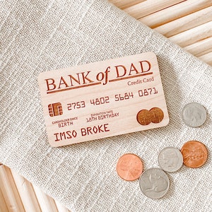Bank of Dad Wood Card, Funny Fathers Day Card, Fathers Day Gift From ...