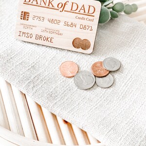 Bank of Dad Wood Card, Funny Fathers Day Card, Fathers Day Gift From ...