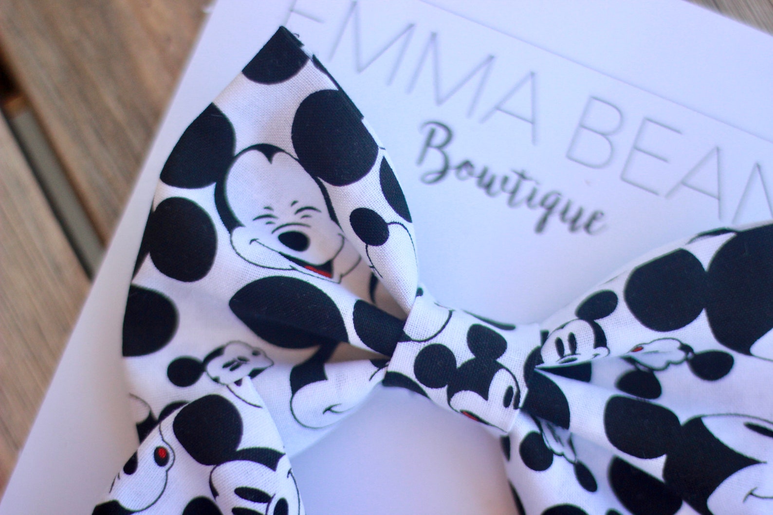 Mickey Mouse Hair Bow White With Black Mickey Mouse Hair Bow - Etsy