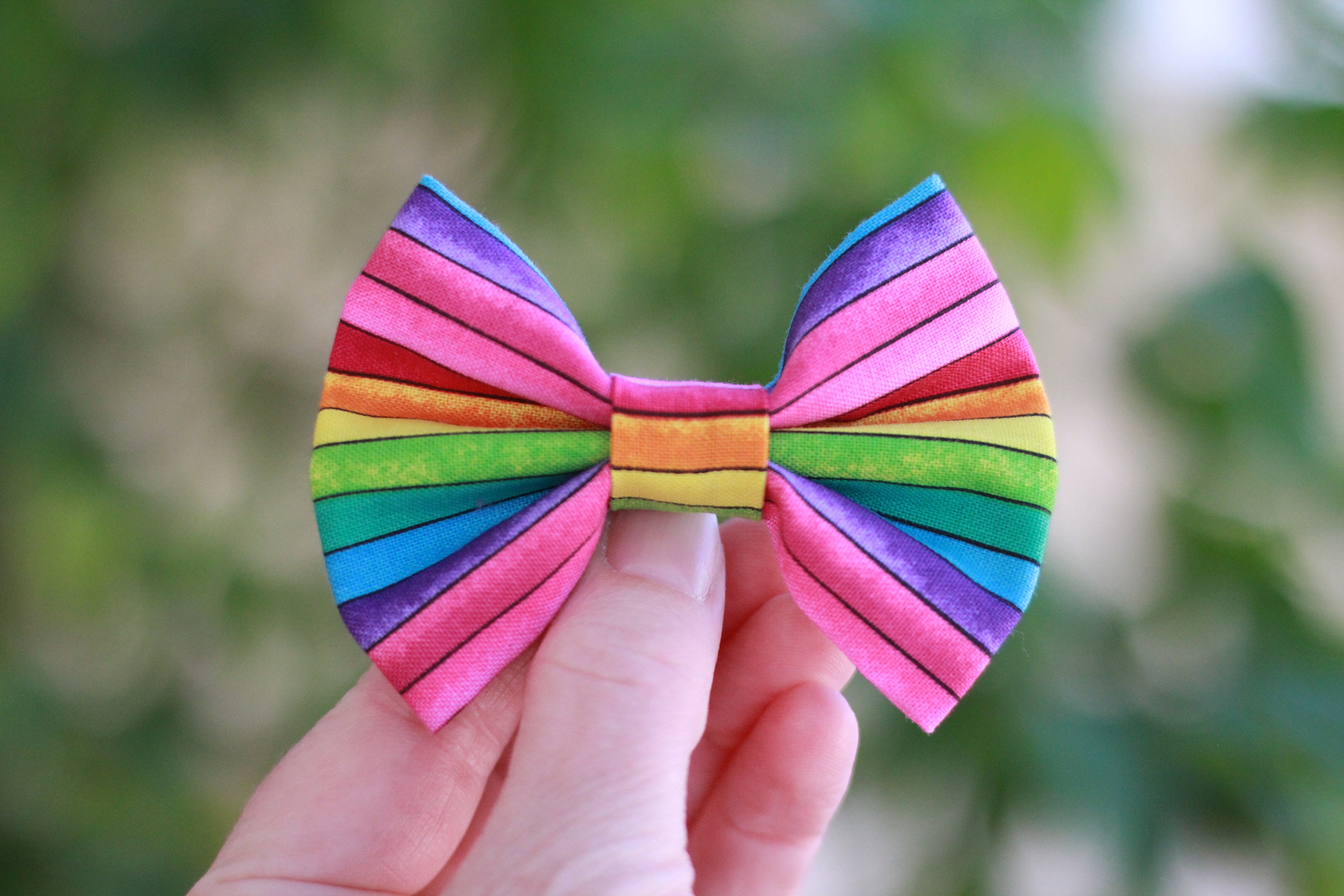 Bright Rainbow Striped Bow Colorful Striped Hair Bow | Etsy