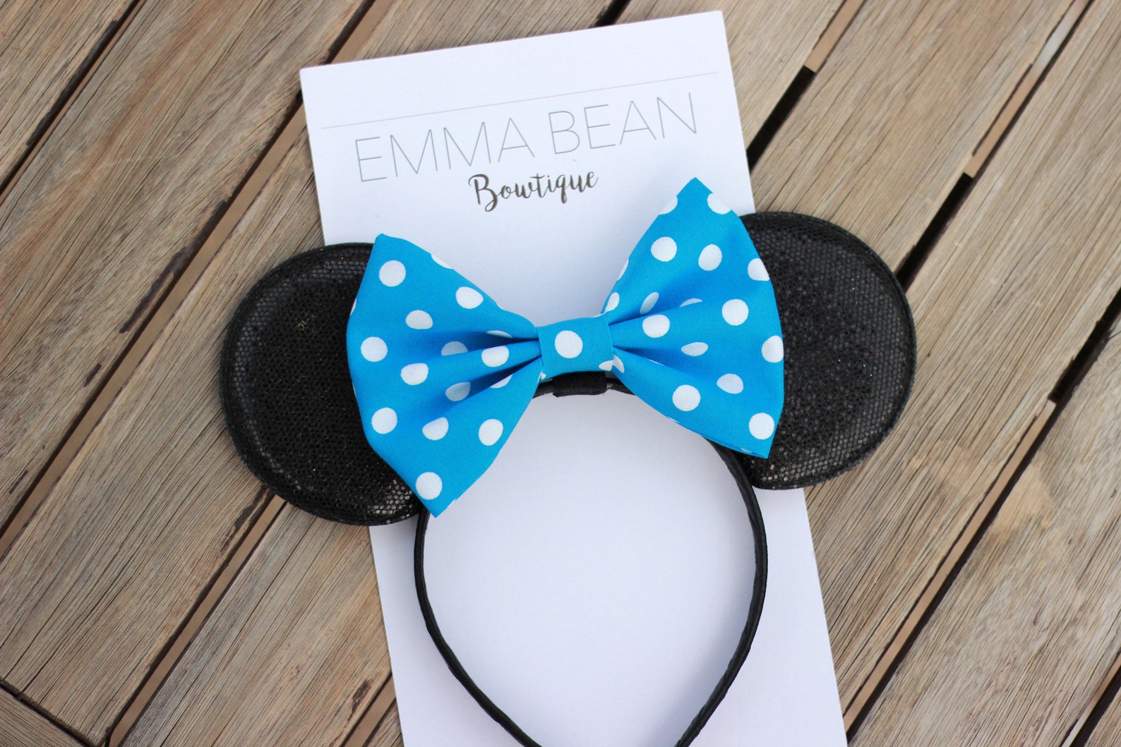 Blue With White Dots Hair Bow Minnie Mouse Polka Dot Bow - Etsy