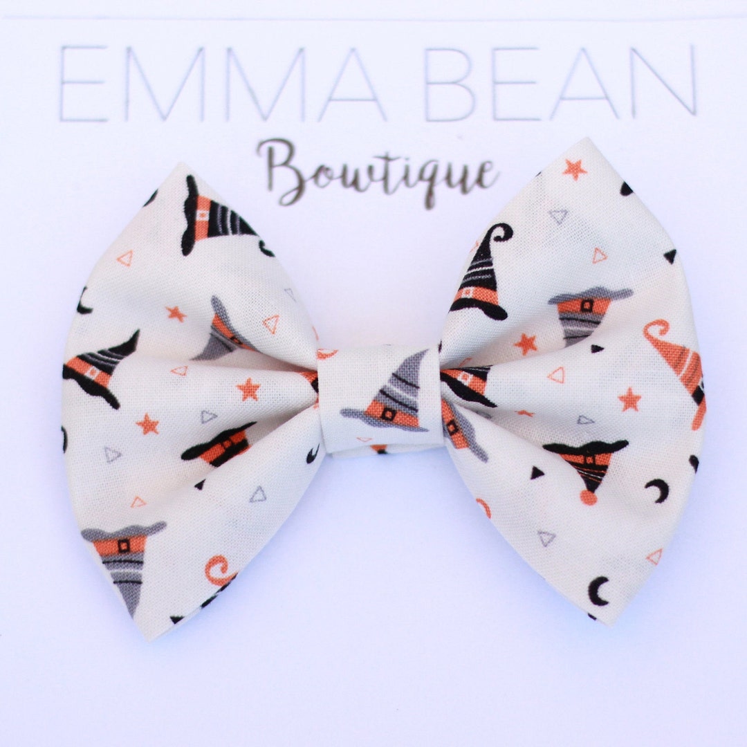 Witches Hats Halloween Hair Bow: Handmade Fabric Bow on Nylon Headband ...