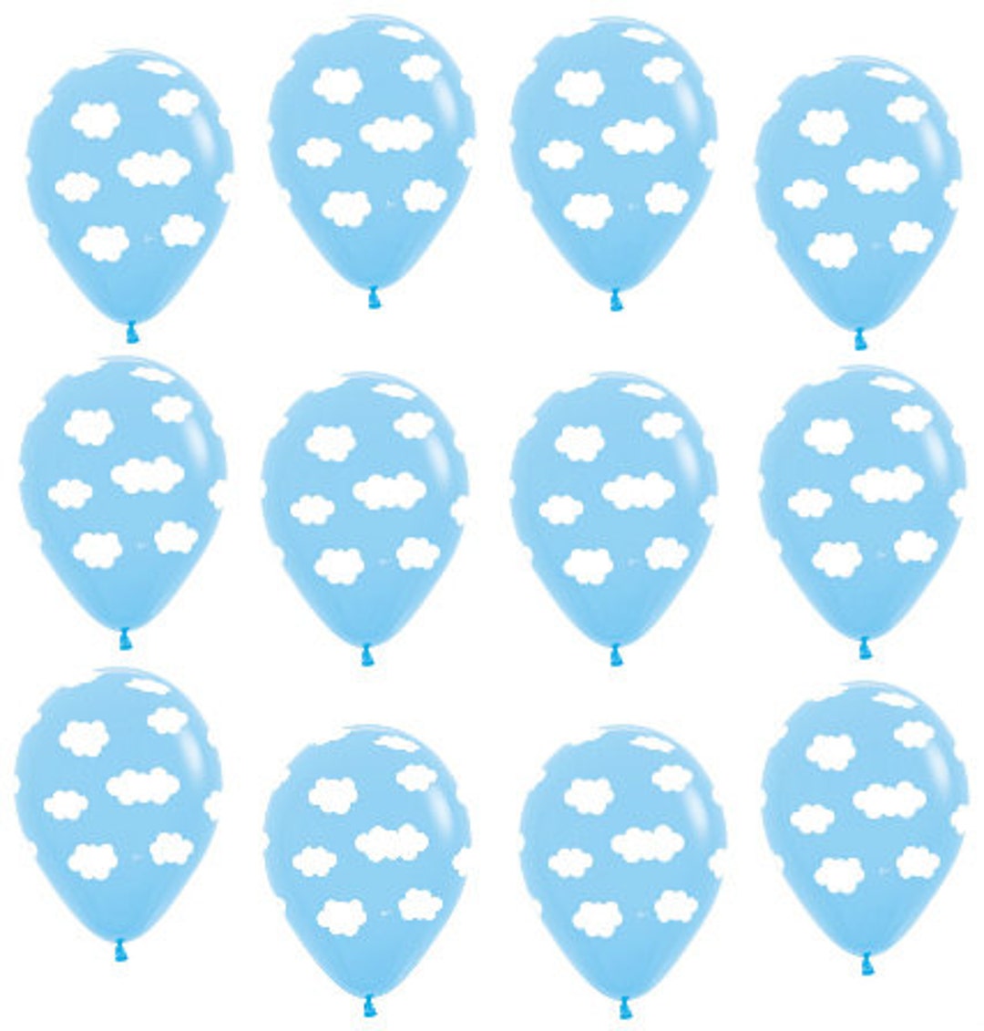 12 Cloud Balloons Baby Soft Blue and White Latex 11", Wedding Shower ...