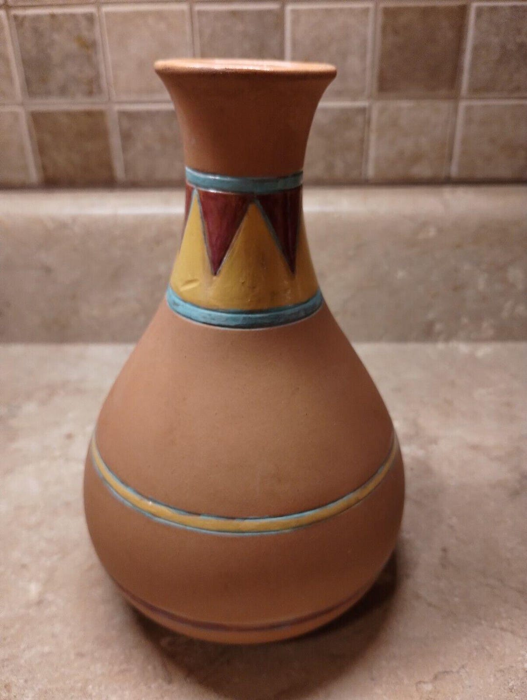Vintage Native American Terra Cotta Vase Hand Painted Abstract Piece - Etsy